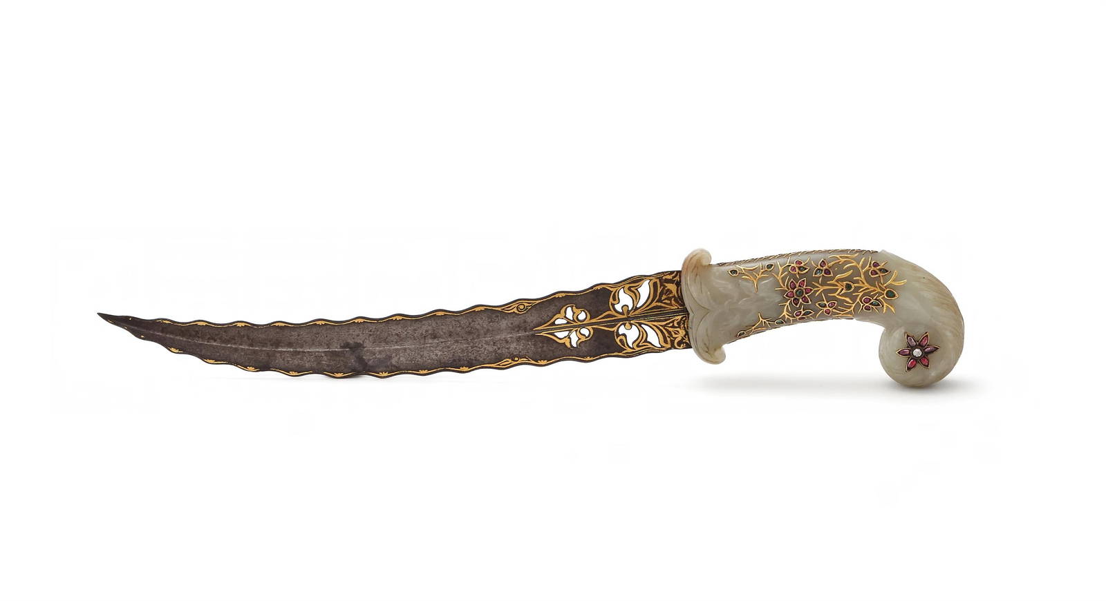 A Mughal Ruby And Emerald-set Jade-hilted Dagger (khnajar) Auction
