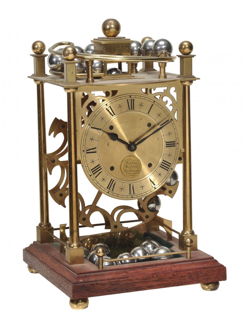 A Brass 'spherical Weight Clock', Harding And Bazeley,