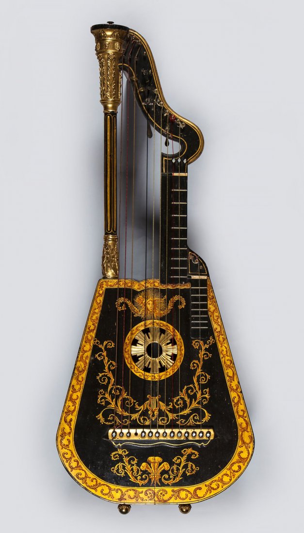 A dital harp, English, circa 1820, the whole instrument