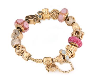 Pandora Cz Agate 14k Yellow Solid Gold 18 Slide Charms