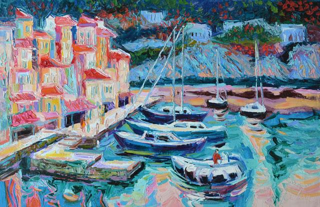 Rozenbaum ** Sailboat Marina ** Signed Original Oil
