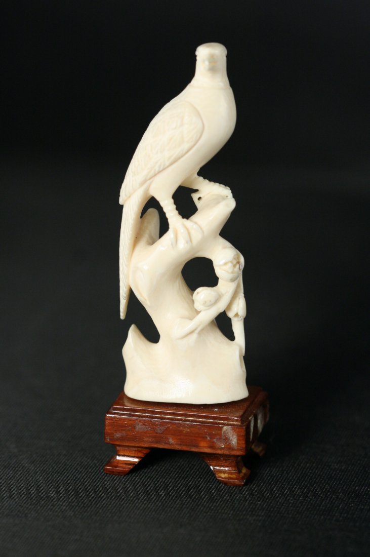 Vintage Ivory Bird On Plum Tree
