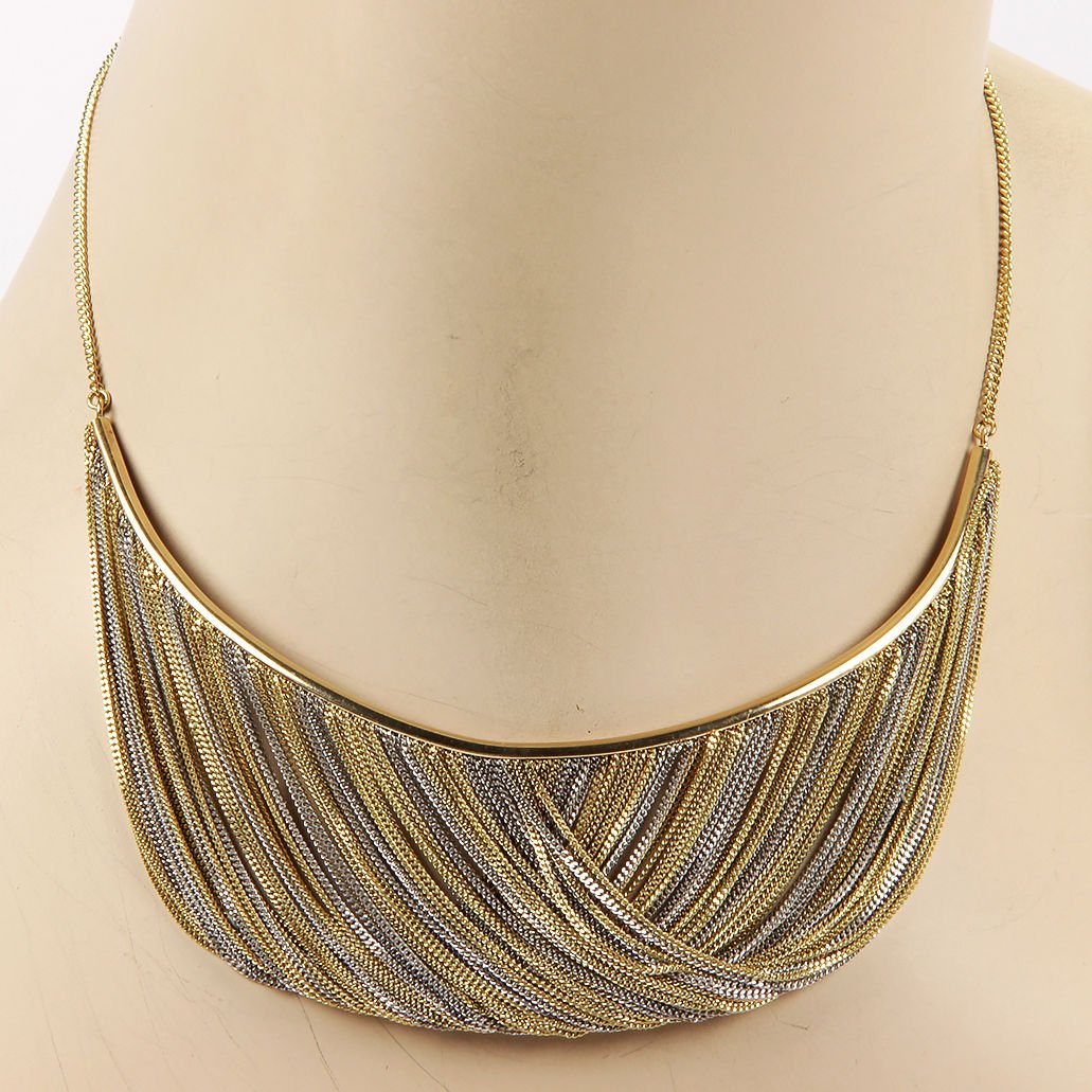 Handmade 18K Two Tone Gold Mesh Dangle Necklace
