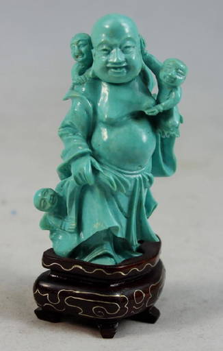 Chinese Carved Turquoise Statue w.Wood Base - May 20, 2017 | Newman ...