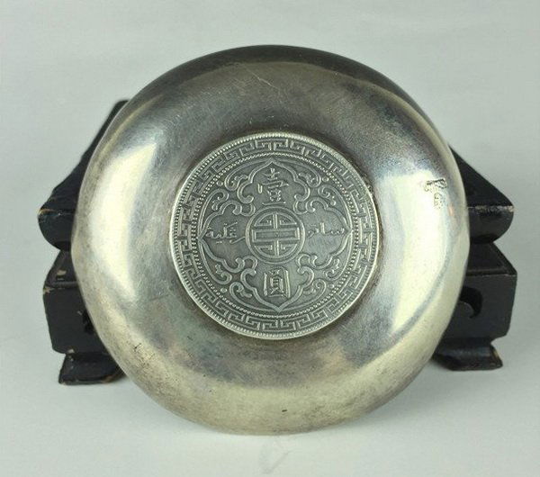 Rare Vintage Chinese Silver Coin Plate 18th Century