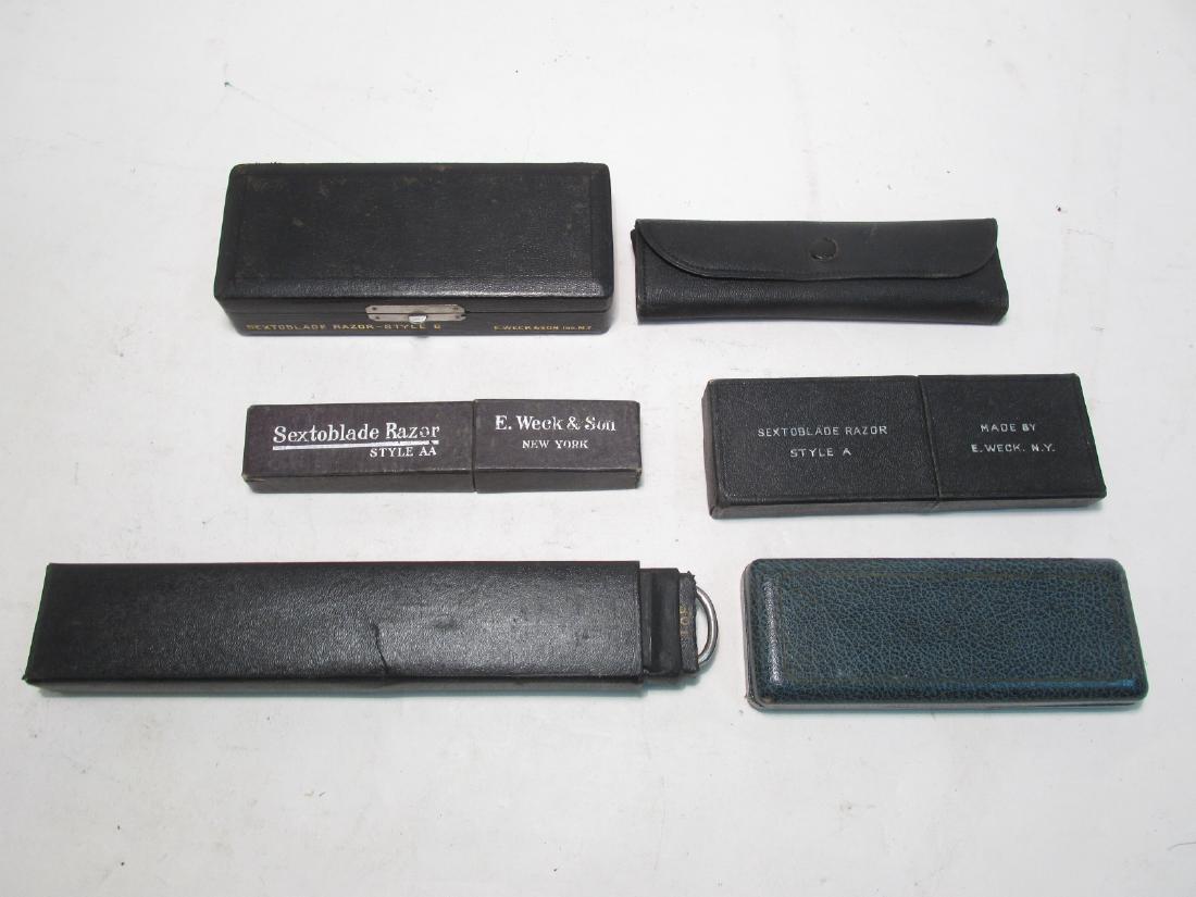 Six Antique E. Weck Straight Razors: Sextoblade Et