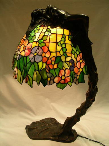 E. Thomasson Tiffany Style Leaded Glass Lamp Nude
