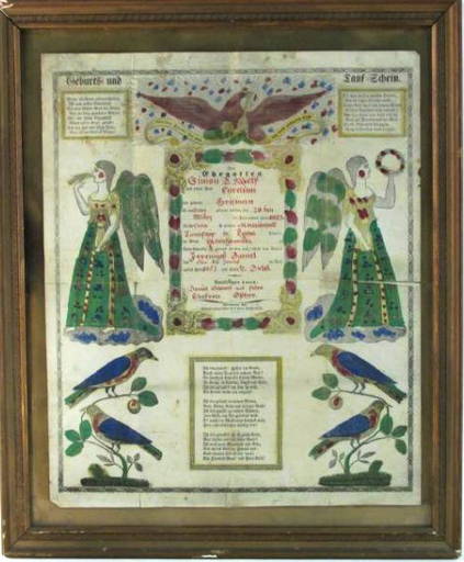 Antique German Birth Certificate Fraktur 1853