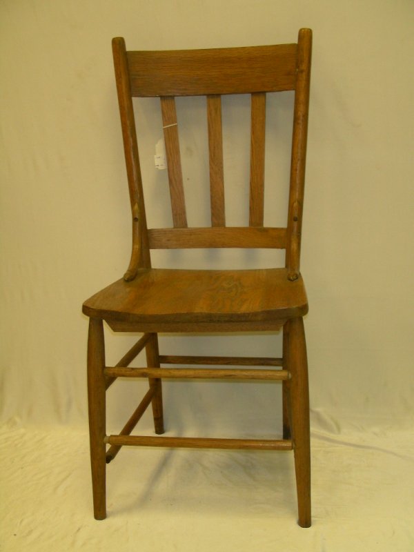 Antique Oak Straight Back Chair