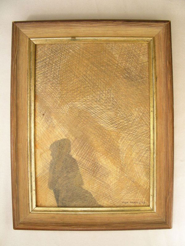 1337: DON HARRIS PEN INK DRAWING ON BOARD