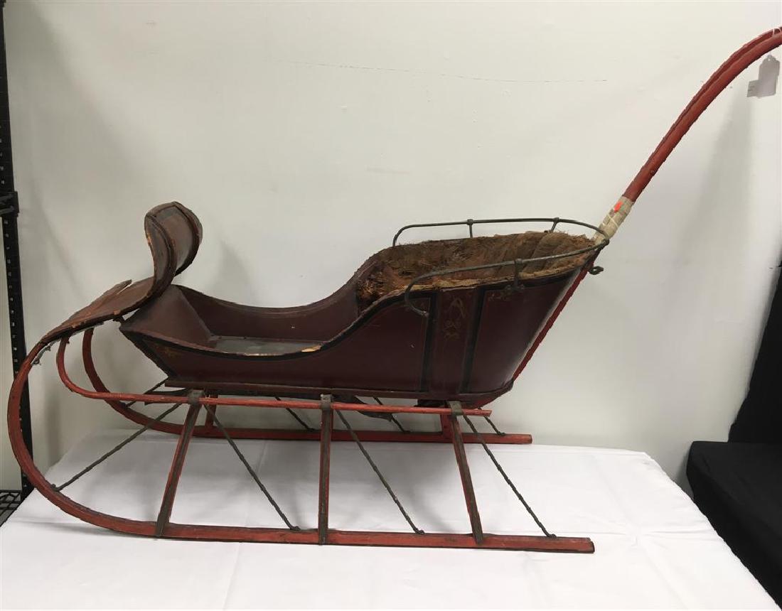 Antique Victorian Child Push Sled Sleigh