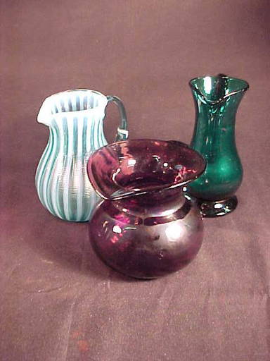 Three Small Antique Glass Pitchers