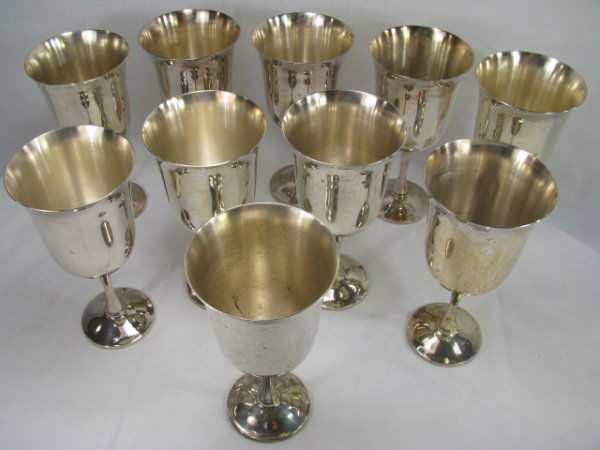 252: TEN JOLEM SILVER PLATE GOBLETS