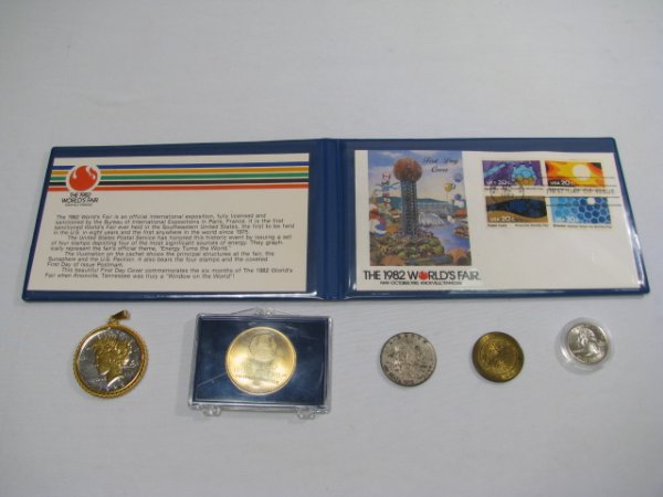 481: 1982 WORLD'S FAIR STAMP COIN 1922 LIBERTY & MORE