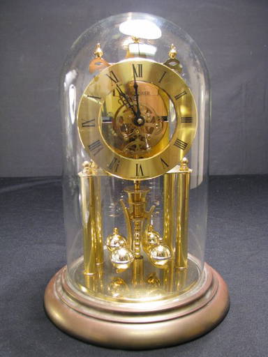 S. Haller German Anniversary Clock W/ Glass Dome