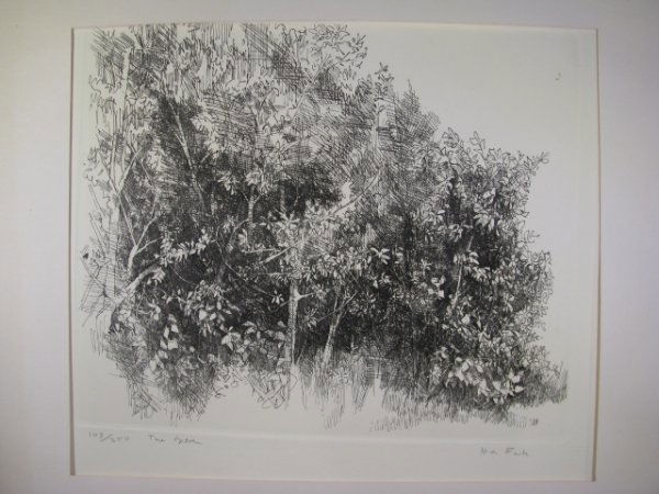 1077: HERBERT FINK SIGNED ETCHING THE GROVE