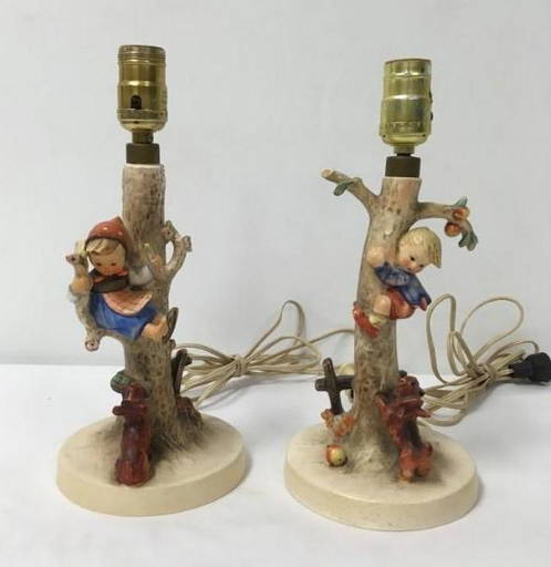 Two Hummel Porcelain Table Lamps "culprits" 44 A/b