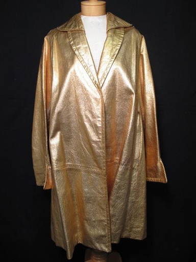Metallic Gold Leather Ladies Coat