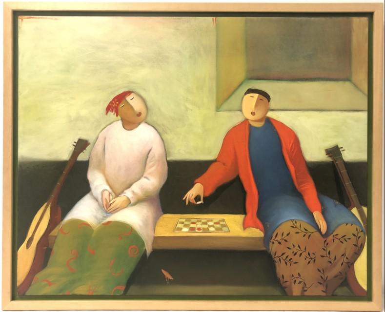 Eng Tay Malaysian B. 1947 Oil On Canvas, "the Game"