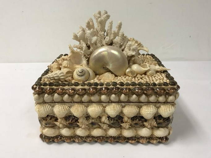 Handmade Seashell Covered Box, Modern