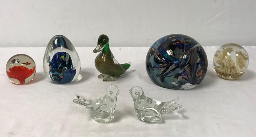 7 Pcs. Modern Paperweight & Figurine Group