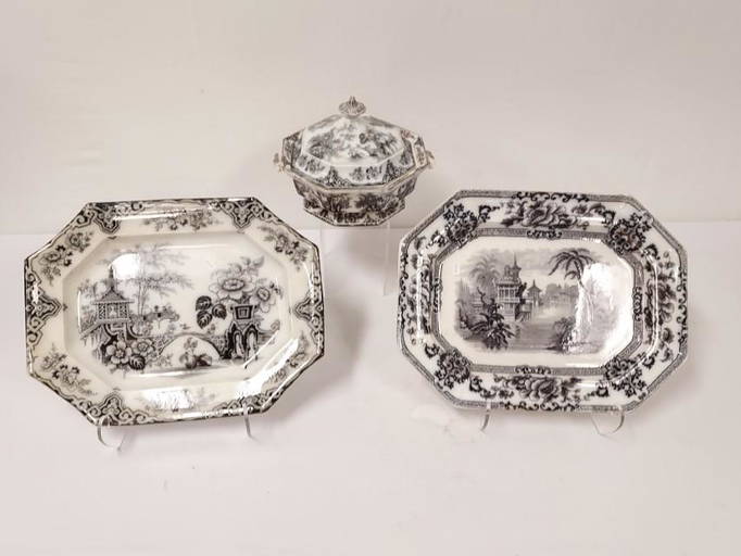 3 PCS. IRONSTONE MULBERRY / BLACK TRANSFERWARE, 19TH C. (#0004) on May ...