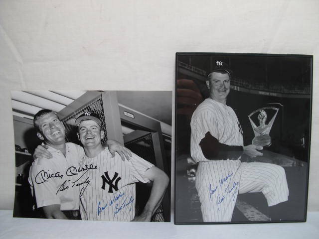 Two Signed Photos Ny Yankee Pitcher Bob Turley