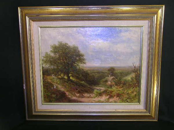 155: ANTIQUE OIL CANVAS PAINTING LANDSCAPE L RICHARDS