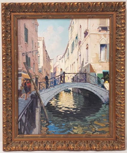 Armando Romano Oil On Canvas Painting: Venice