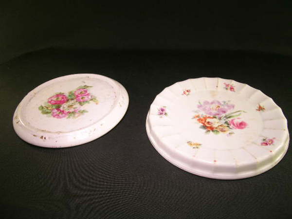 Two Antique Porcelain Floral Trivets