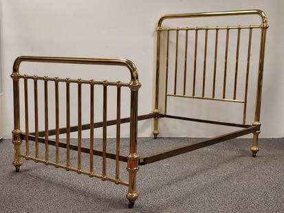 Antique Double Brass Bed Frame With Rails