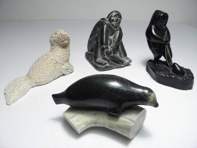 Assorted Inuit Eskimo Carvings: Whale Bone Marrow