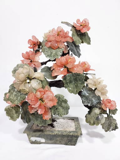 Large 27" Chinese Carved Hardstone "jade Tree"