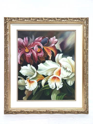 Floral Oil On Canvas Painting, Thomas Sharp