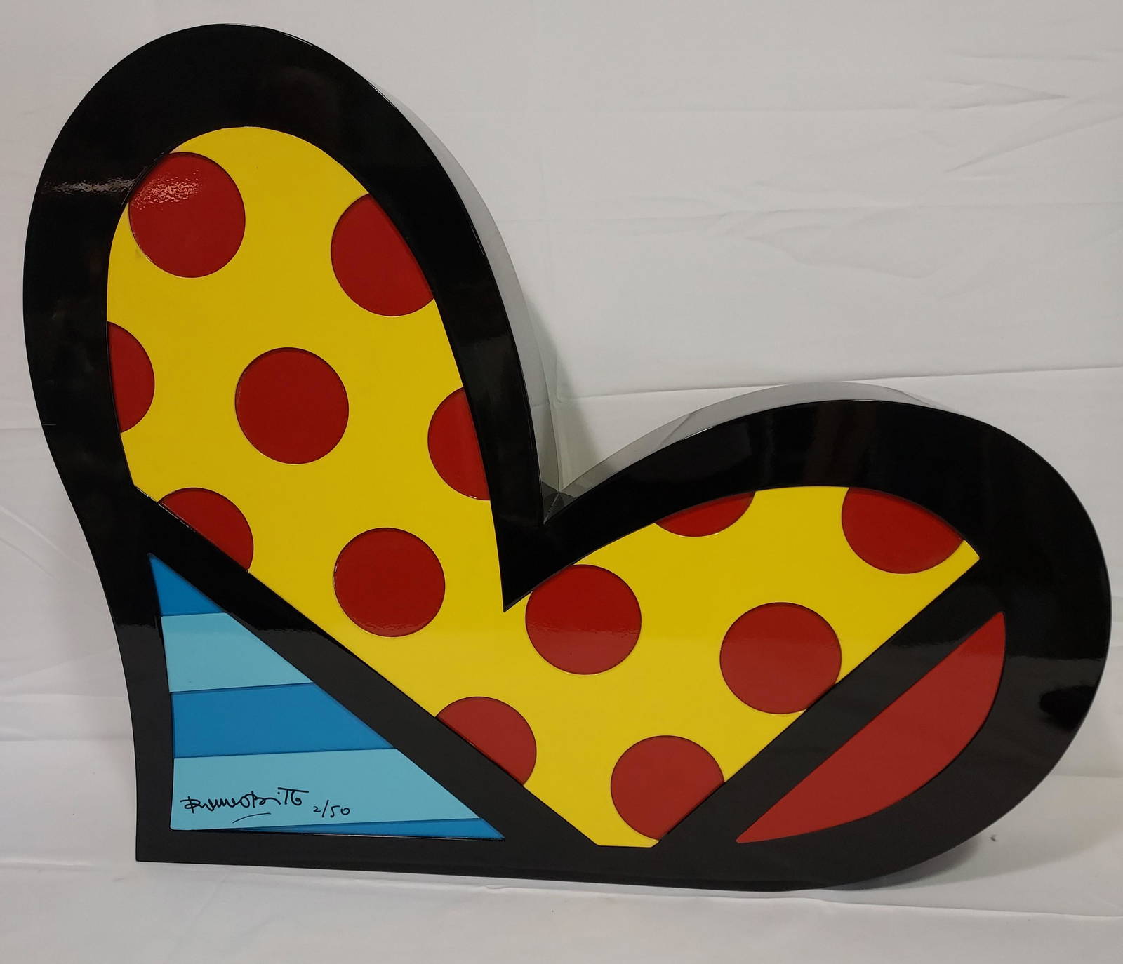 Romero Britto Ltd Ed 2/50 Aluminum Heart 36" Auction