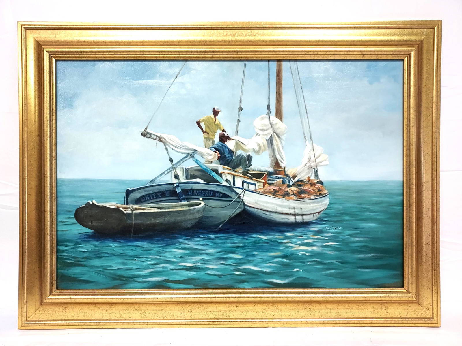 Robert Domke Oil On Canvas Painting: Fisherman Auction