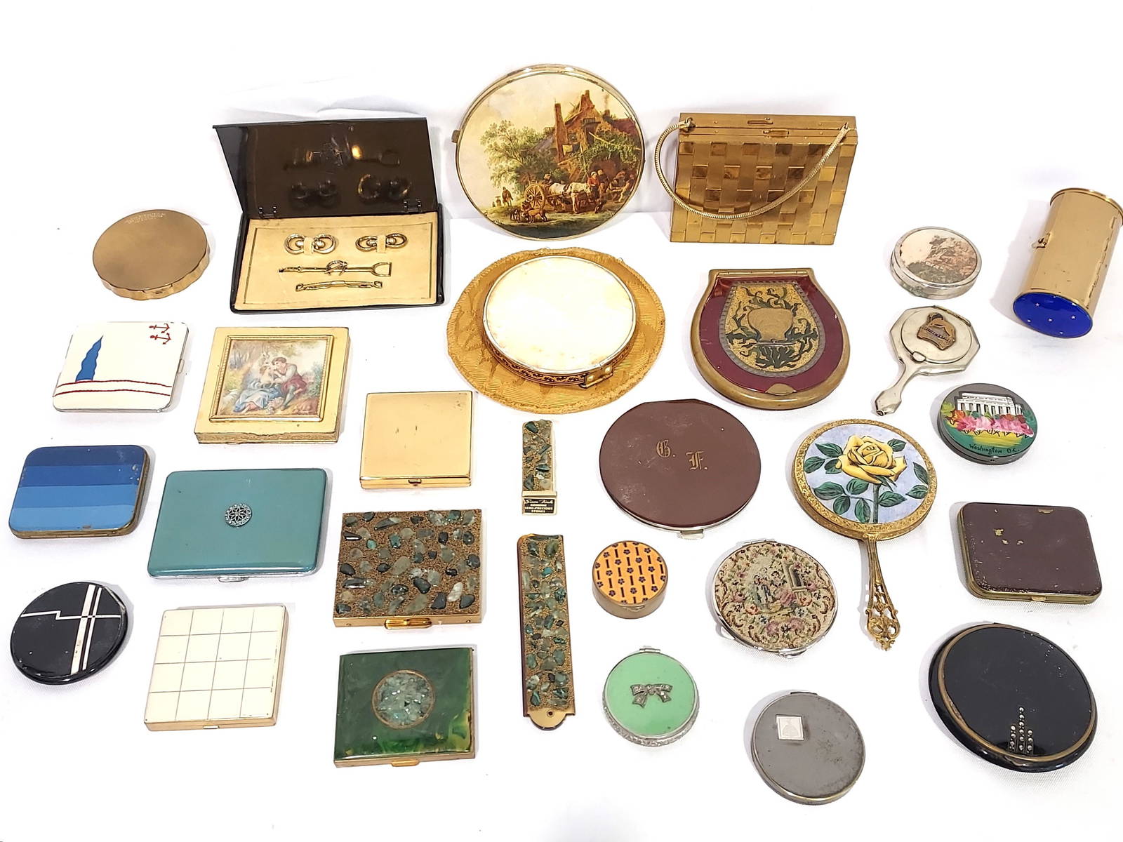 Lot Vintage Vanity Compacts Mirrors Sets 30+ Pc Auction