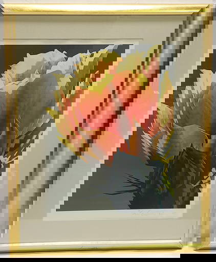 Ed Mell Hand Signed L.e. Lithograph "la Flor Roja"