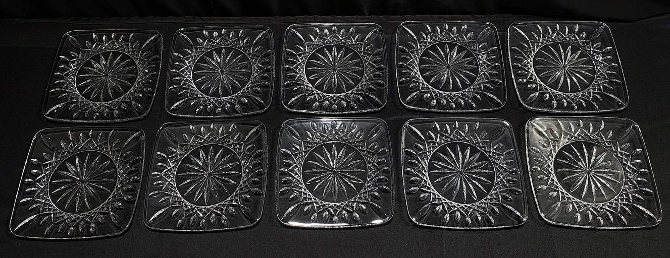 10 Waterford Crystal Square 8" Plates