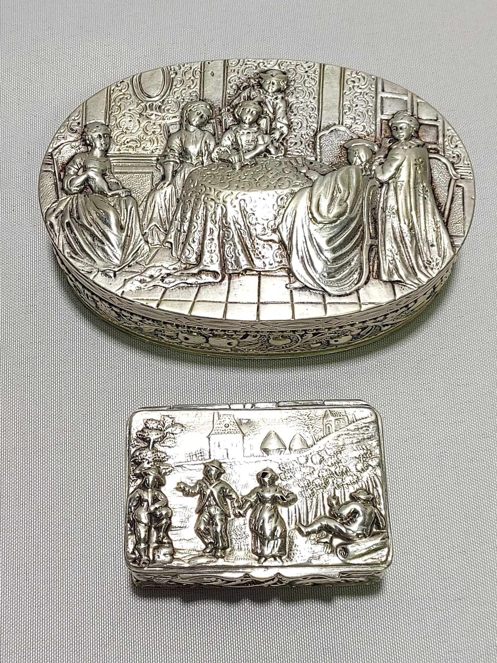 Two Continental Silver Repousse Boxes Auction