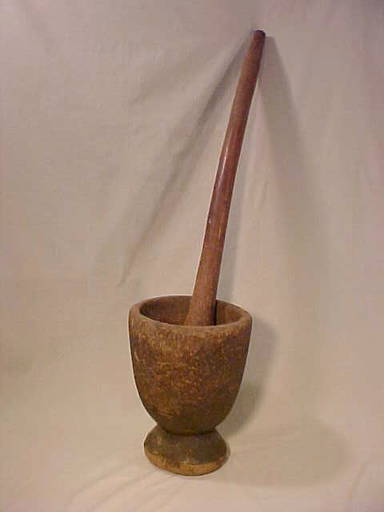 Large African Wood Mortar Pestle
