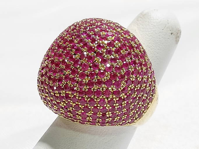 Hj4 Large 18k Yellow Gold Ruby Dome Ring