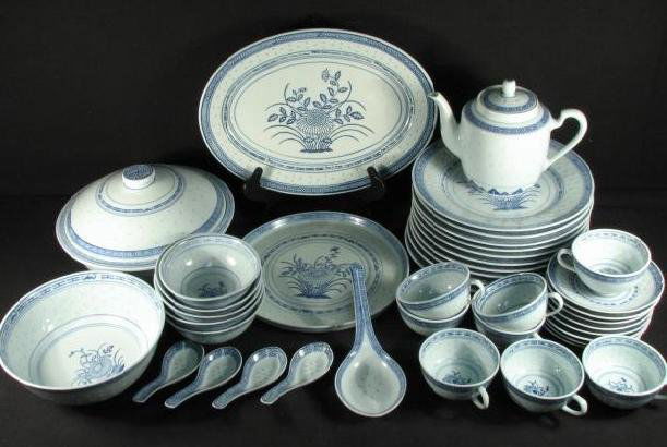 CHINESE BLUE & WHITE RICE PATTERN PORCELAIN WARE: 41 PC - Feb 13, 2013 ...