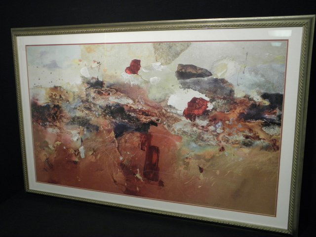 LARGE JOANNE MILLER RAFFERTY FRAMED ABSTRACT PRINT