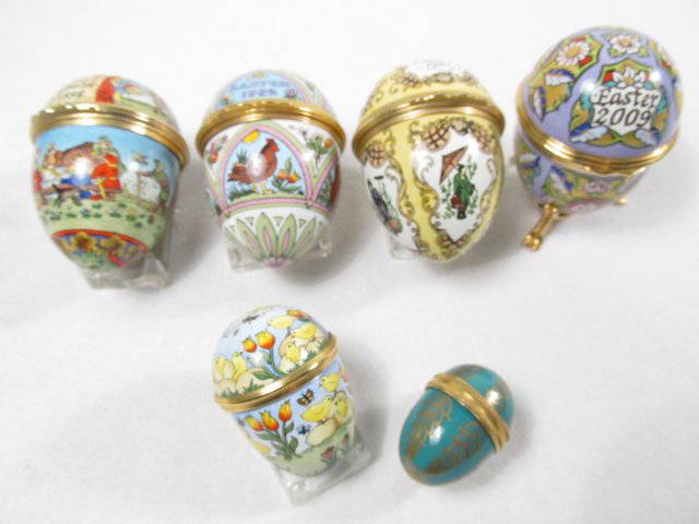 Six Halcyon Days Egg Form Enameled Boxes