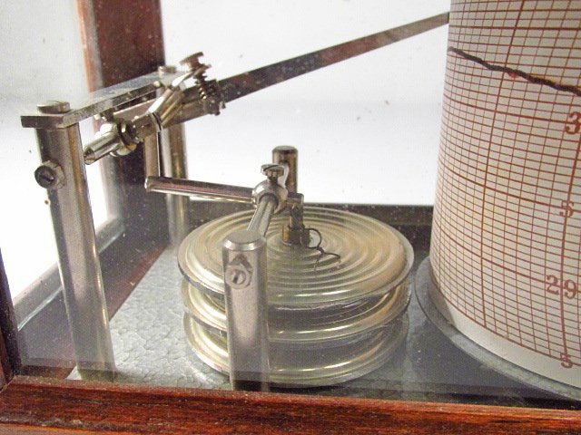 VINTAGE BAROMETER, MAXANT PARIS, MAHOGANY GLASS CASE : Lot 327