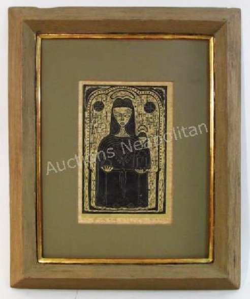 ANGEL BOTELLO LINOCUT PRINT: SANTOS DE PUERTO RICO