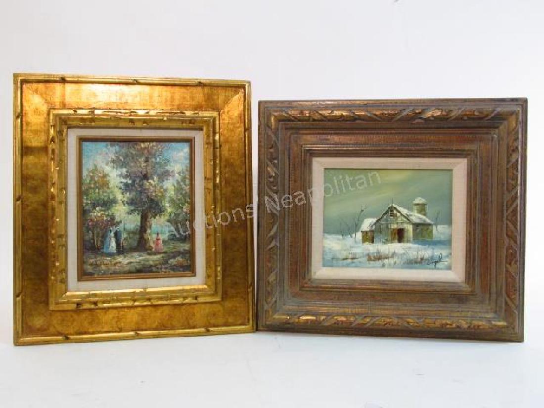 TWO OIL ON CANVAS PAINTINGS: ENGEL & ALAN WALTERS