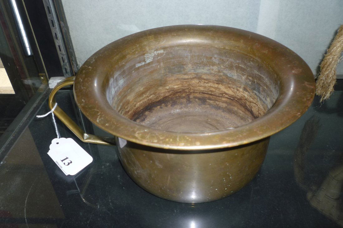 COPPER CHAMBER POT MARKED ''PROPERTY OF PULLMAN SILVER