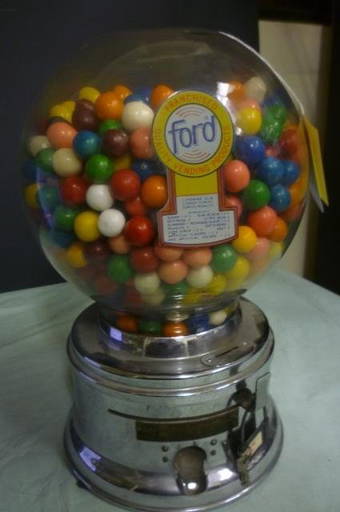 Ford Gumball Machine W/ Original Gumballs Old Gumball